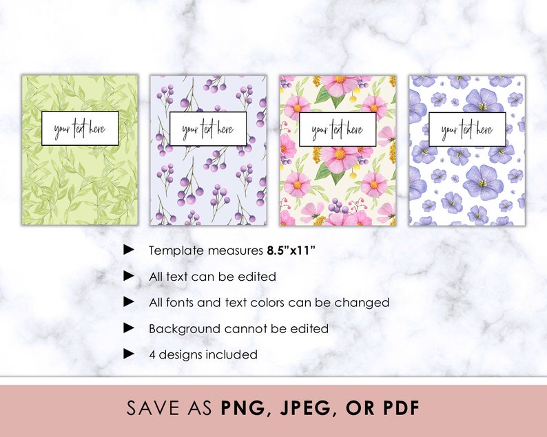 Floral Garden Editable Binder Covers Floral Template - Etsy
