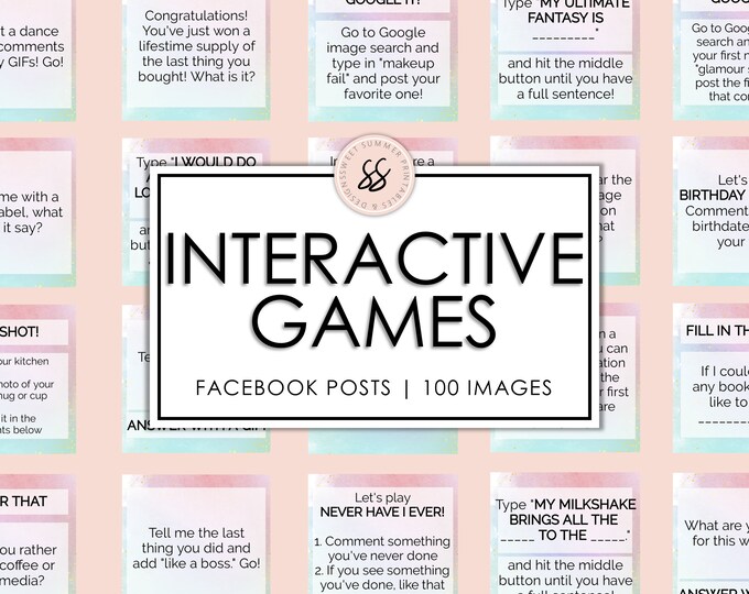 100 Rainbow Facebook Games Interactive Posts Social Media - Etsy