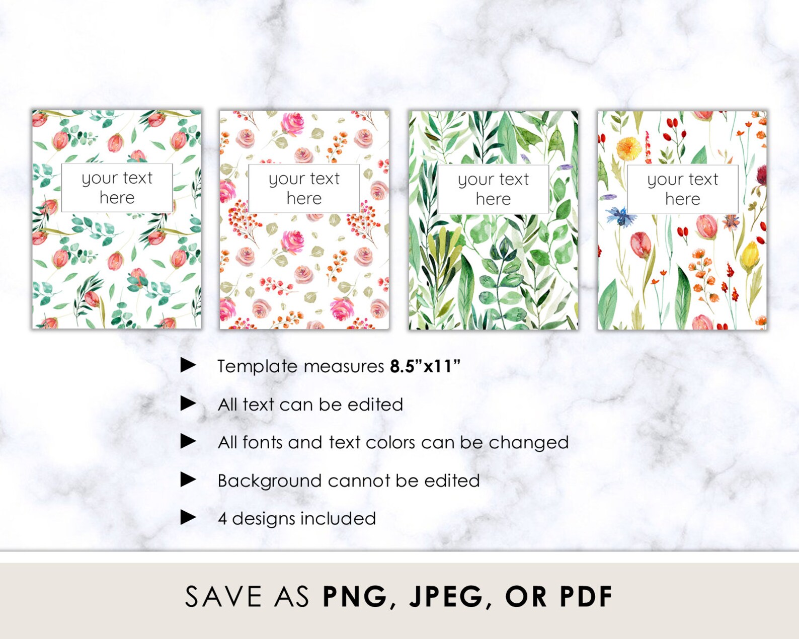 Wildflower Editable Binder Covers Editable Binder Cover - Etsy