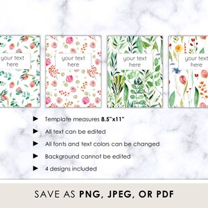 Wildflower Editable Binder Covers, Editable Binder Cover Template ...