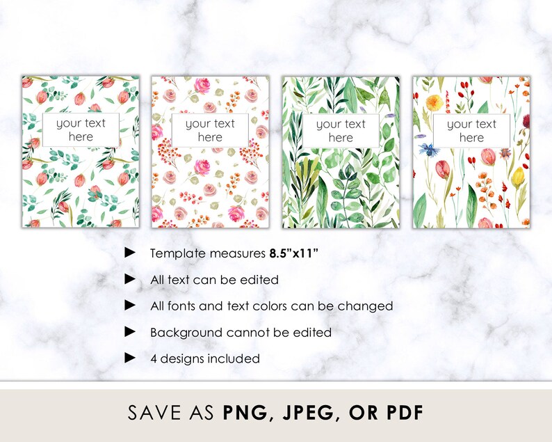Wildflower Editable Binder Covers Editable Binder Cover - Etsy