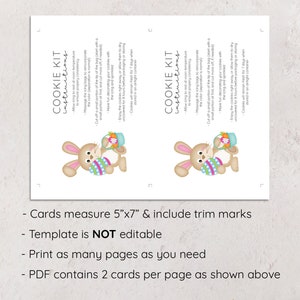 Easter Bunny & Eggs Printable Cookie Kit Instructions, Cookie Kit ...