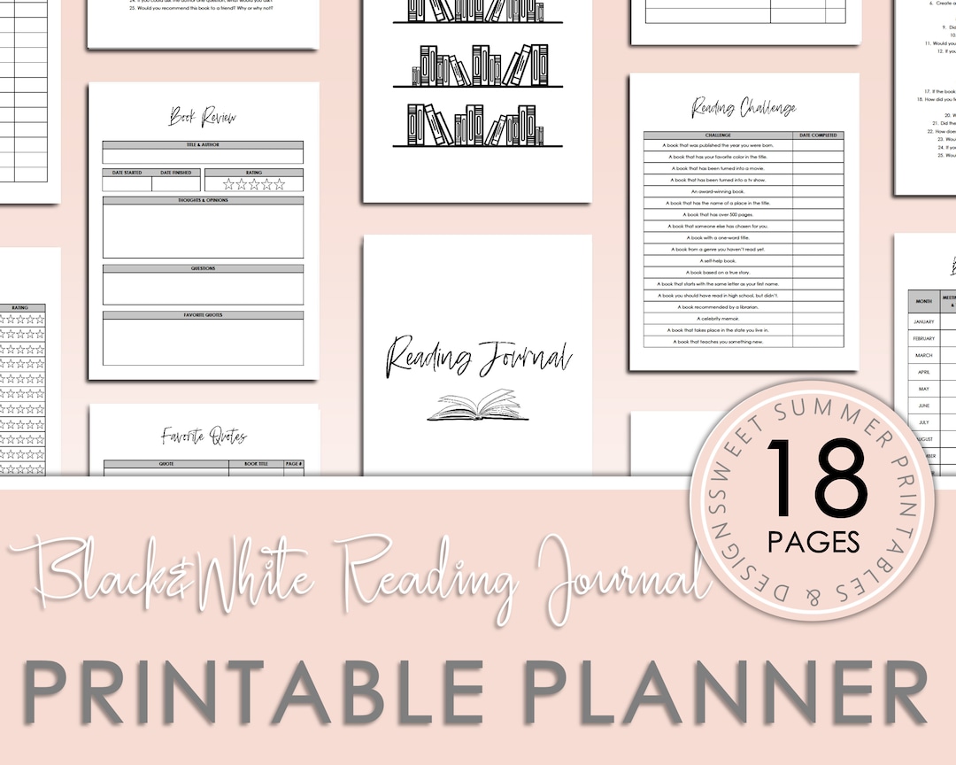 Reading Journal Printable Book Club Planner Printable - Etsy