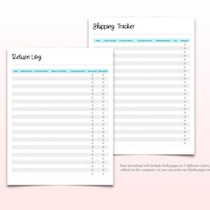 Shipping Tracker Printable, Returns Tracker Printable, Shipping Log ...