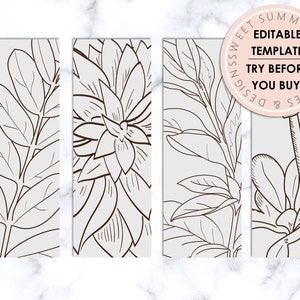 Classic Floral Editable Printable Bookmark, Floral Bookmark, Bookmark ...