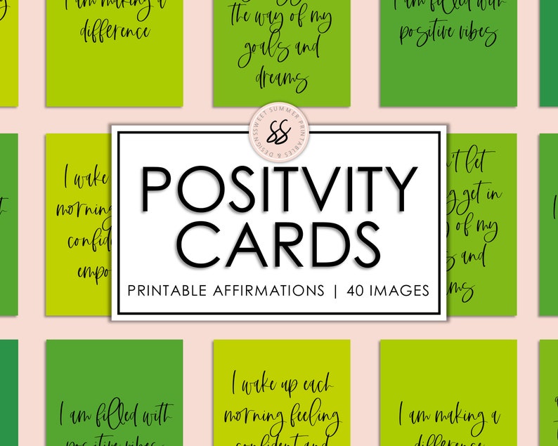 40 Green Positive Affirmations Printable Cards Daily Reminder - Etsy