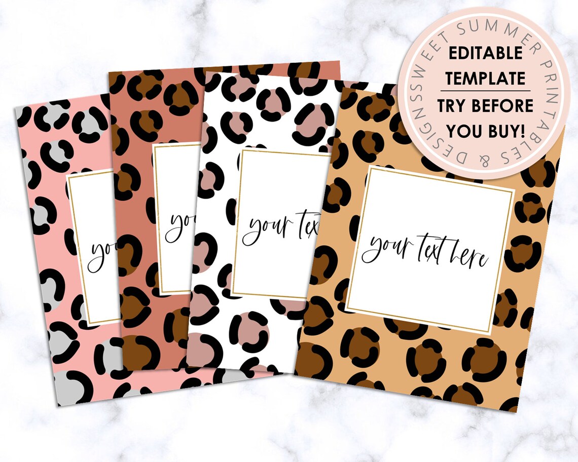 Leopard Editable Binder Covers Animal Print Template | Etsy