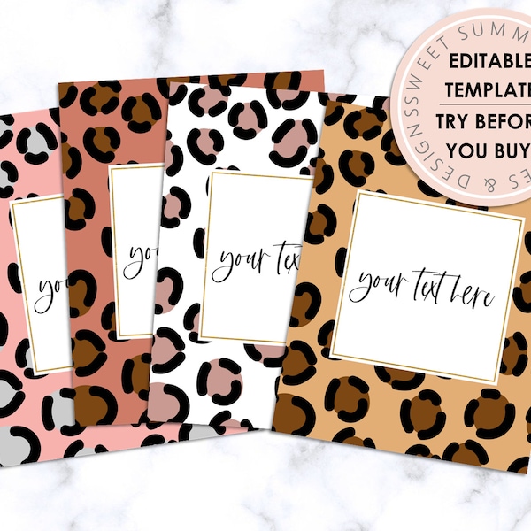 Cheetah Binder Covers - Etsy