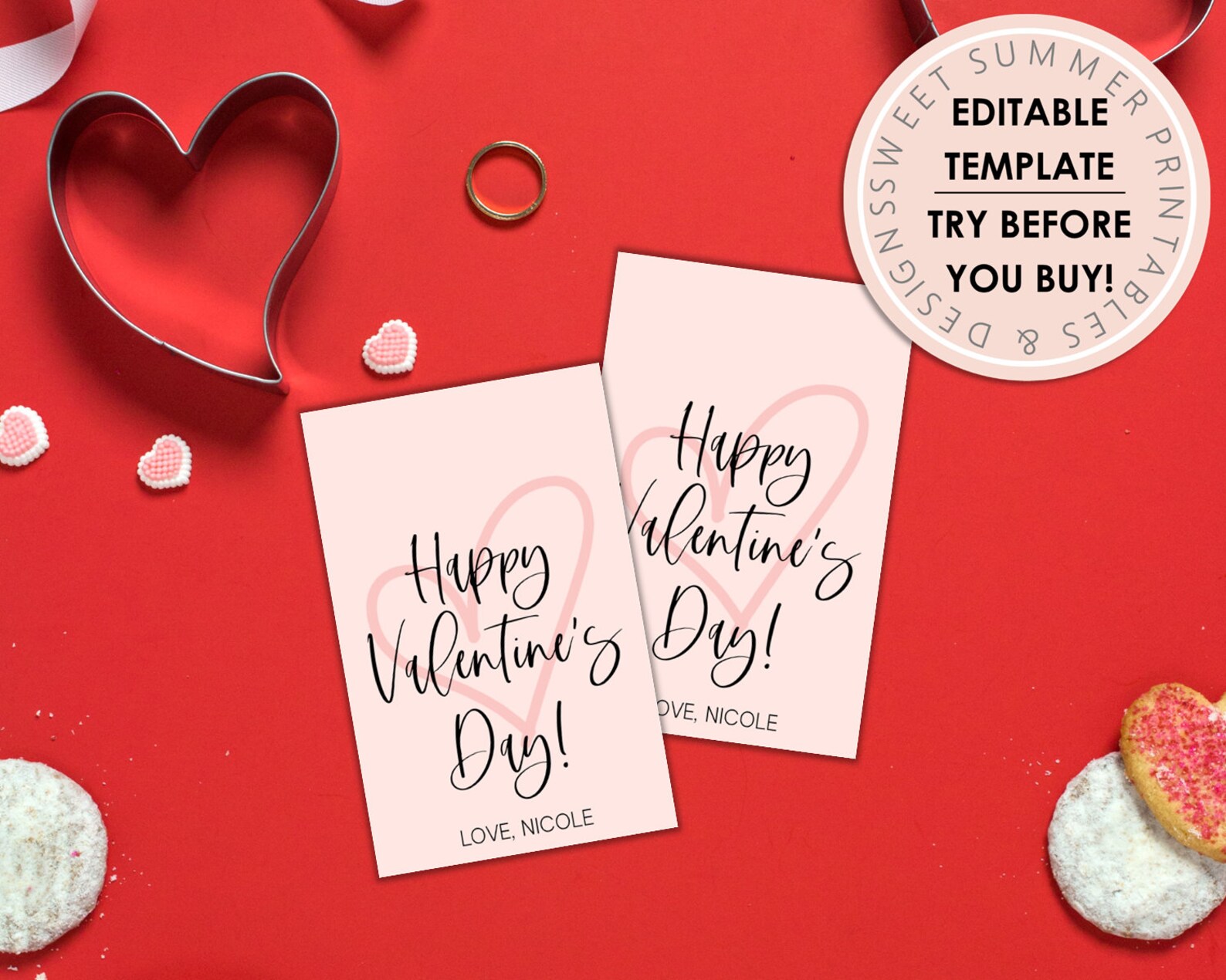 Faded Heart Valentine's Day Gift Tag Printable, Editable Valentine's ...