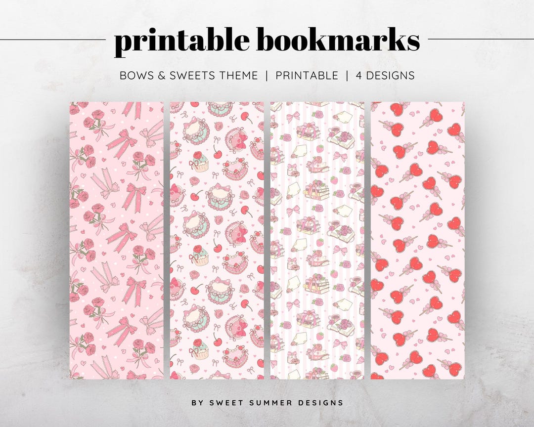Bows and Sweets Bookmark Printable | Cute Valentine Bookmark for Book ...