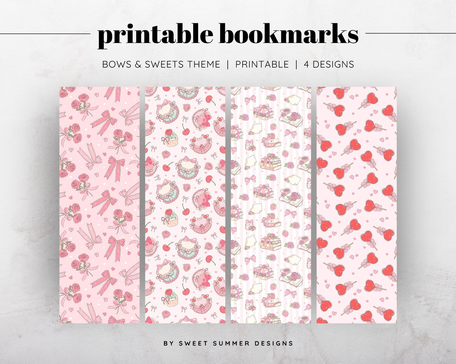 Bows and Sweets Bookmark Printable | Cute Valentine Bookmark for Book ...