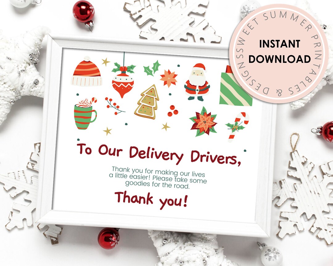 Christmas Fun Delivery Drivers Sign Printable, Delivery Drivers ...