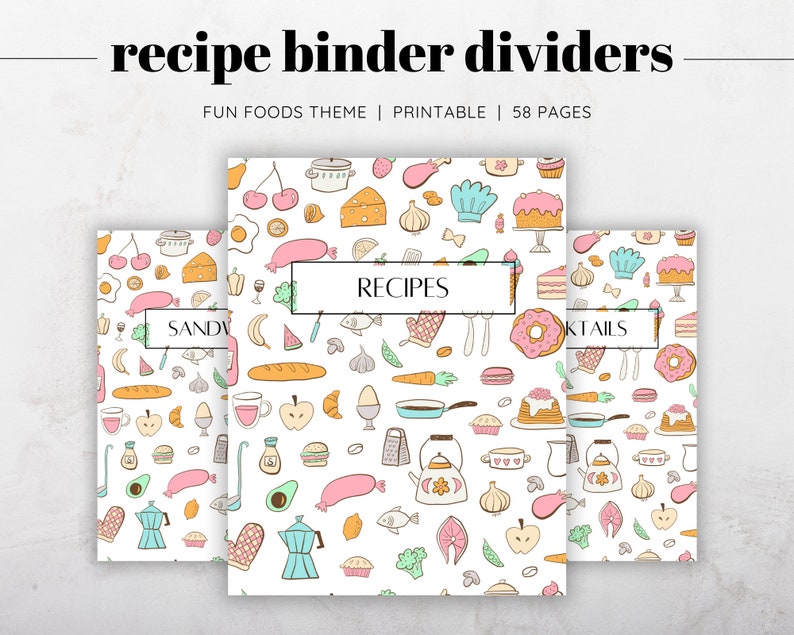 Fun Foods Recipe Binder Dividers, Recipe Binder Printable Sections ...