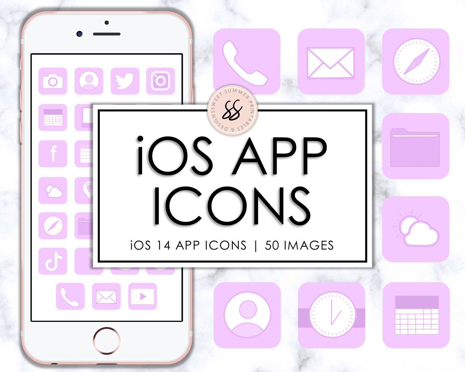 50 Lavender iOS 14 App Icons Purple iPhone App Icons | Etsy
