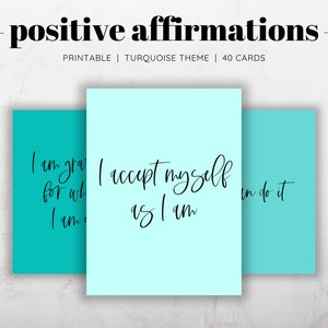 40 Turquoise Positive Affirmations Printable Cards, Daily Reminder ...