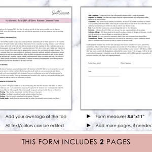 Fillers Patient Consent Form, Bold Line Consent Form, Hyaluronic Acid ...