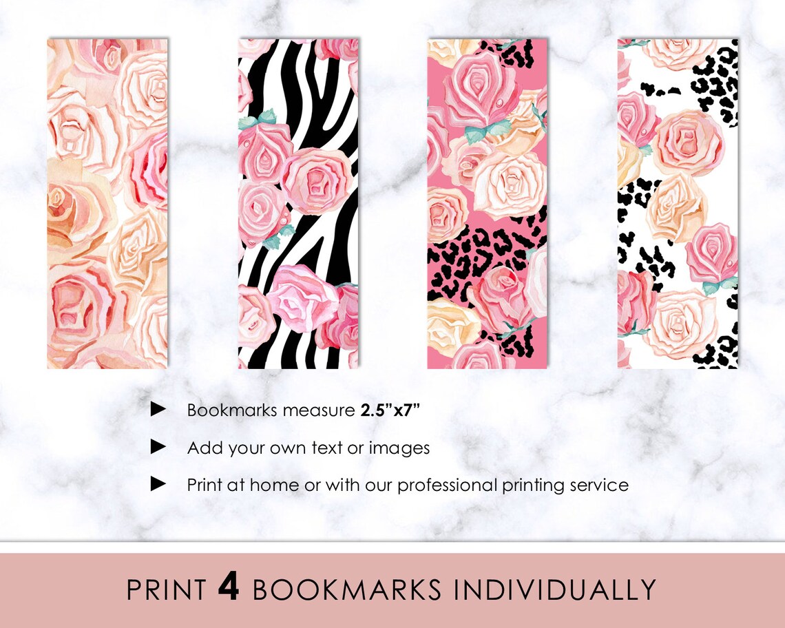 Animal Floral Editable Printable Bookmark, Animal Print Bookmark ...