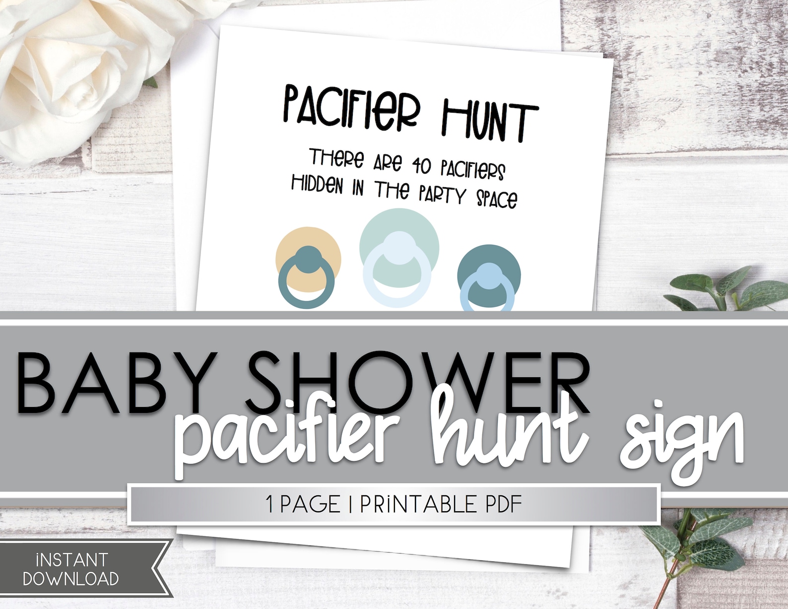Pacifier Hunt Game Sign Baby Shower Pacifier Game Baby | Etsy