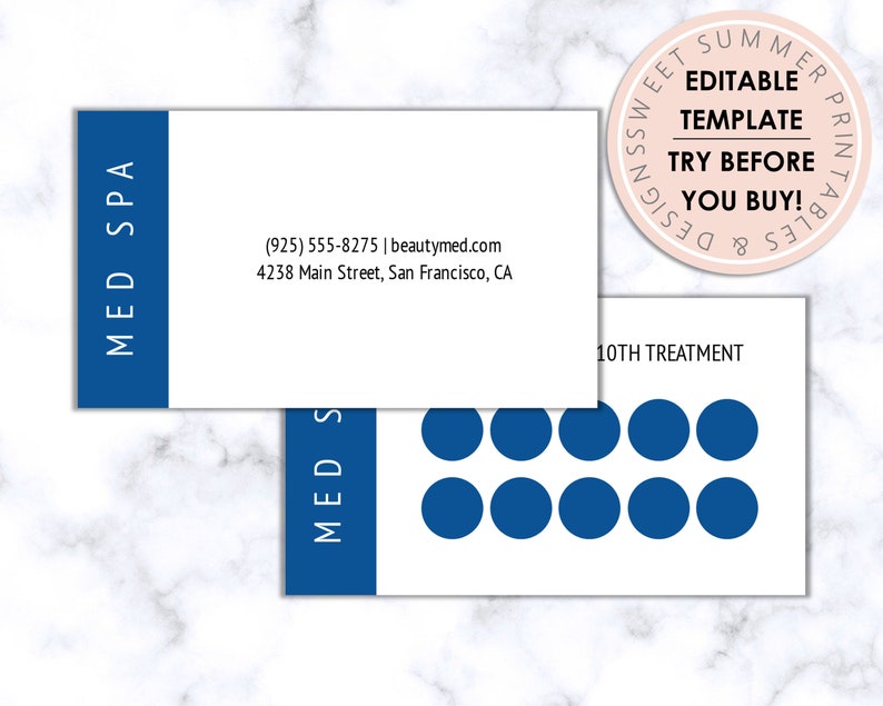 Med Spa Editable Loyalty Card, Esthetician Editable Rack Card, Spa ...