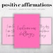 40 Pink Positive Affirmations Printable Cards Daily Reminder - Etsy