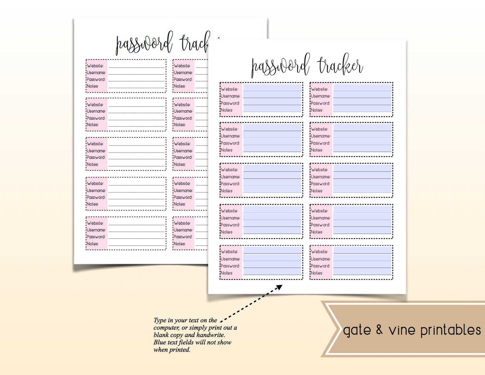 Password Tracker Printable Password Log Sheet Password - Etsy