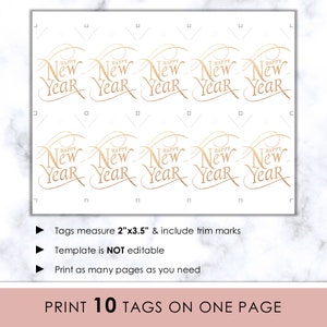 Happy New Year Gold Shimmer Tag Printable, New Year Tag, New Years ...