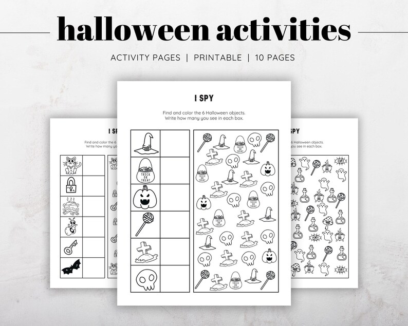 10 Halloween Kids I Spy Activity Pages Printable, Kids Coloring Pages ...