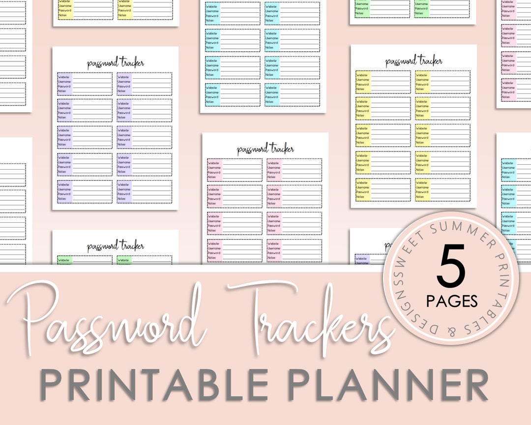 Password Tracker Printable, Password Log Sheet, Password Keeper ...