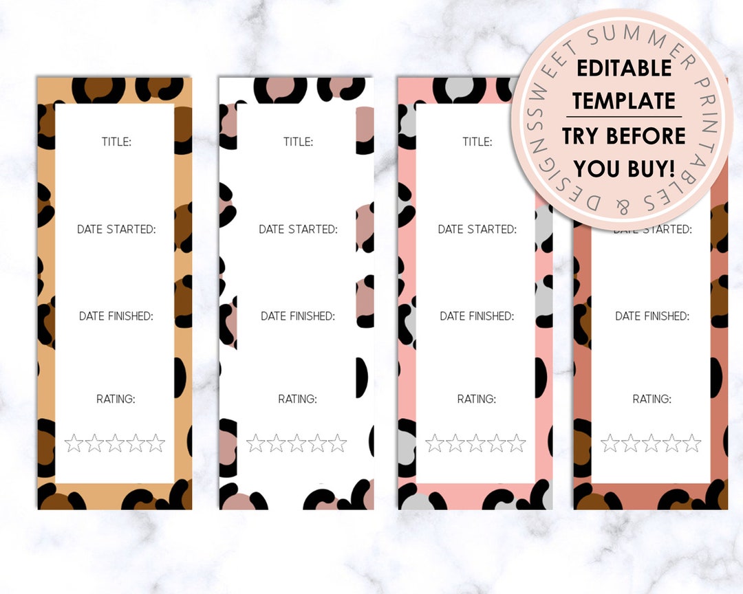 Leopard Print Book Review Printable Bookmark, Book Review Bookmark ...