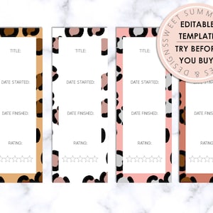 Leopard Print Book Review Printable Bookmark, Book Review Bookmark ...
