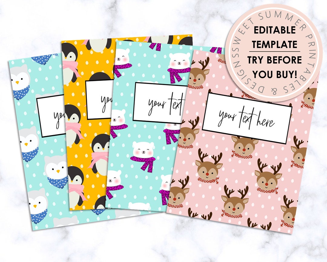 Winter Animals Editable Binder Covers, Christmas Template, Editable ...