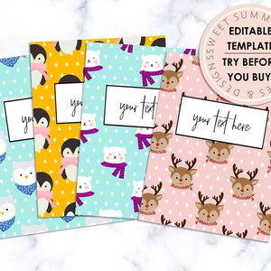 Winter Animals Editable Binder Covers, Christmas Template, Editable ...