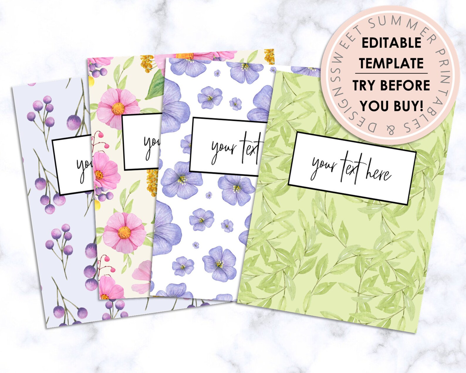 Floral Garden Editable Binder Covers Floral Template - Etsy