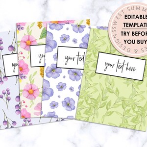 Floral Garden Editable Binder Covers, Floral Template, Editable Binder ...