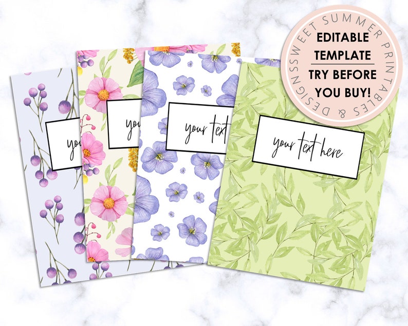 Floral Garden Editable Binder Covers Floral Template - Etsy