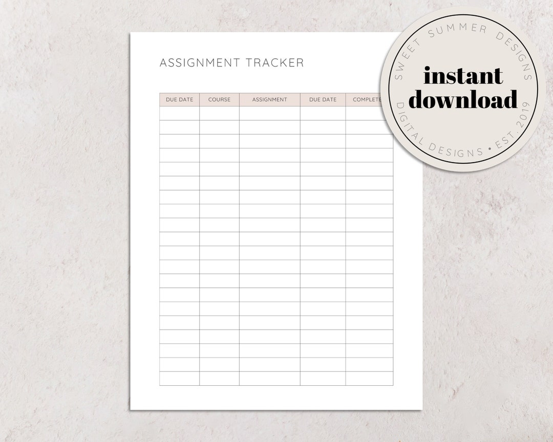 Assignment Tracker Printable, Student Planner Printable, Student ...