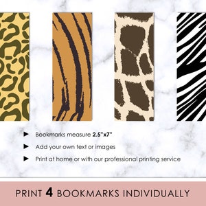 Animal Print Editable Printable Bookmark, Animal Print Bookmark ...