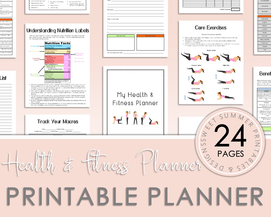 Fitness Planner Printable, Workout Planner Printable, Exercise Planner ...