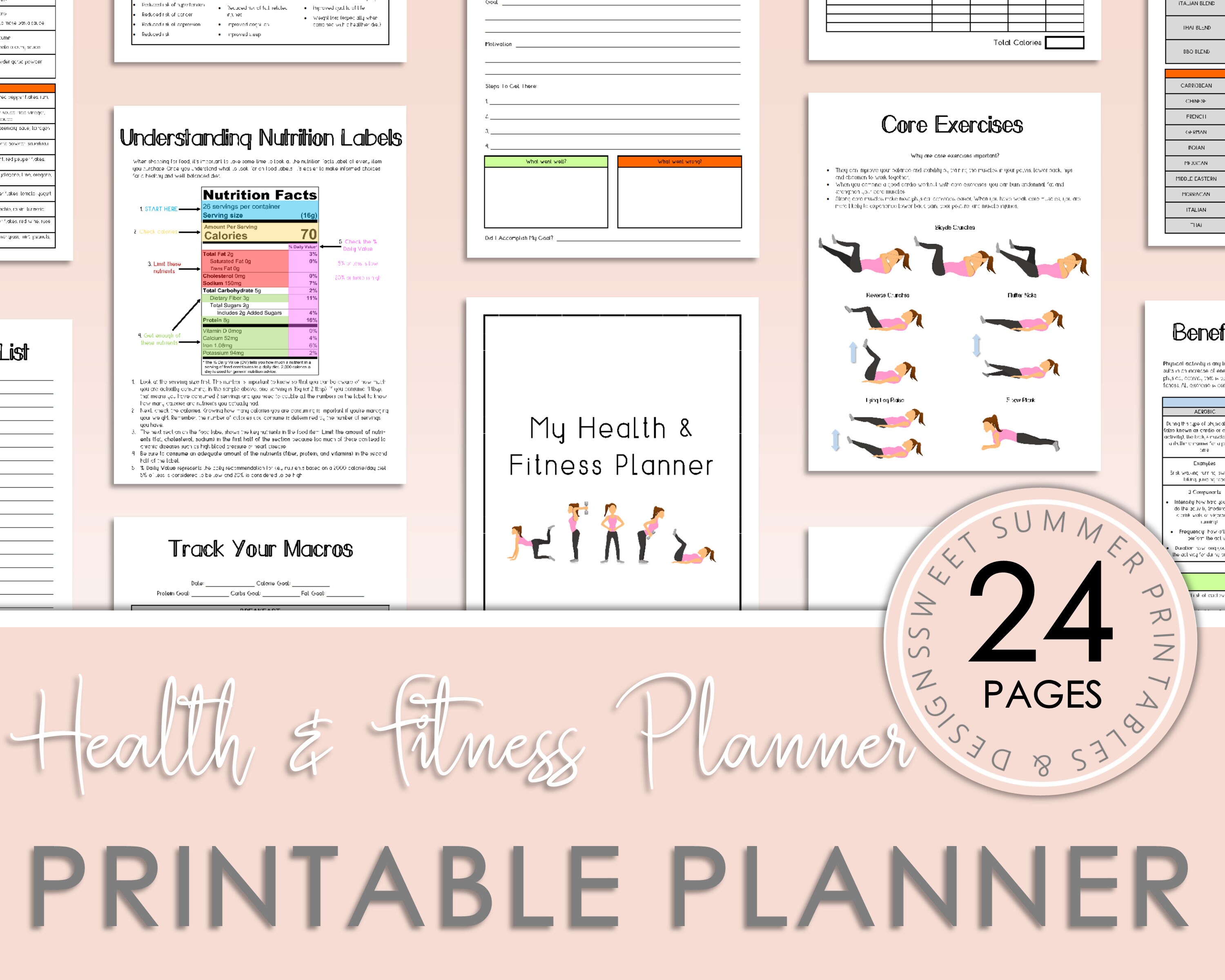 Fitness Planner Printable Workout Planner Printable Exercise - Etsy