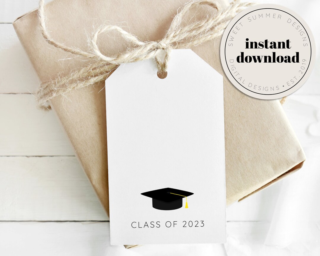 Class of 2023 Graduation Cap Gift Tag Printable, Minimalist Grad Gift ...