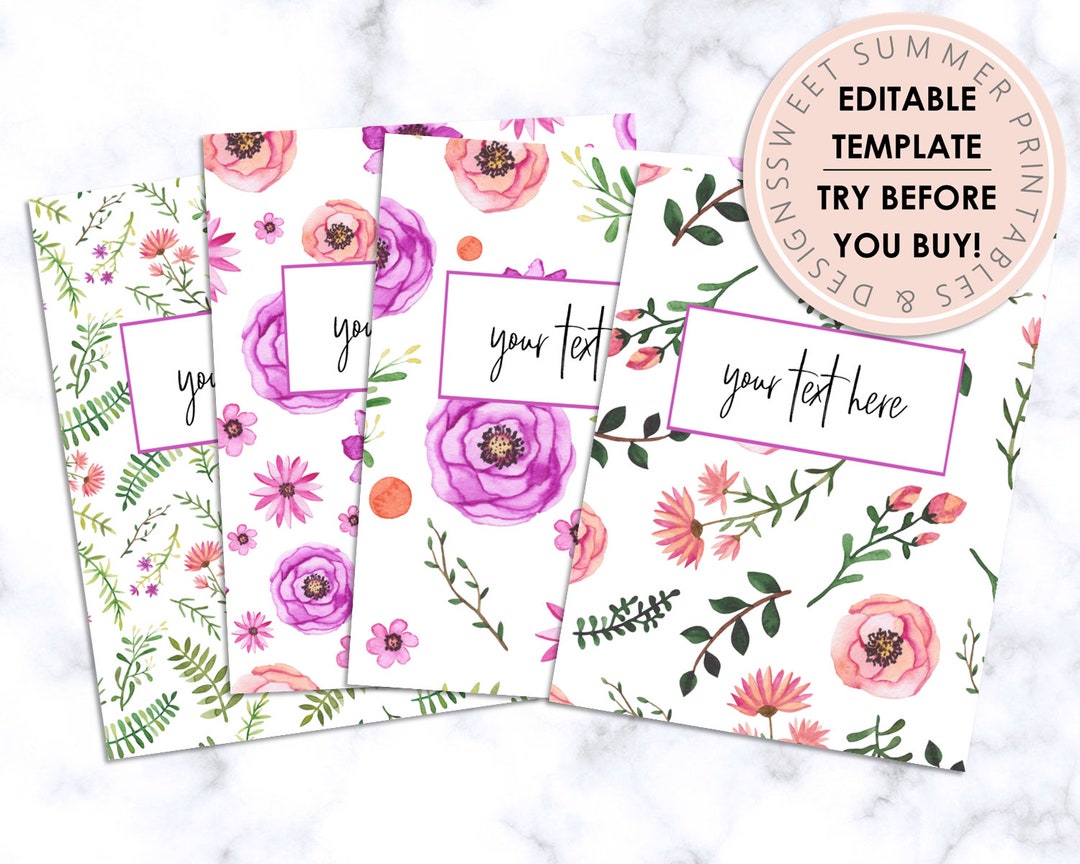 Little Garden Editable Binder Covers, Floral Template, Editable Binder ...
