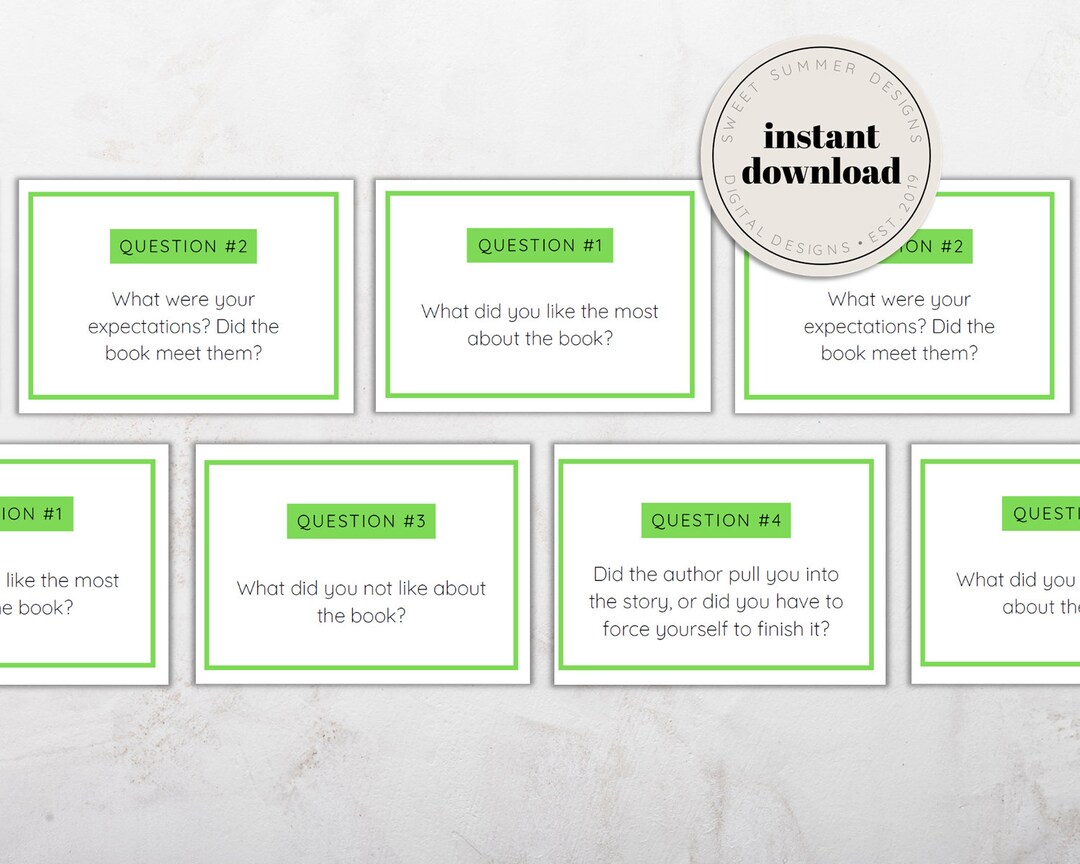 Green Book Club Questions Printable, Book Club Discussion, Book Review ...