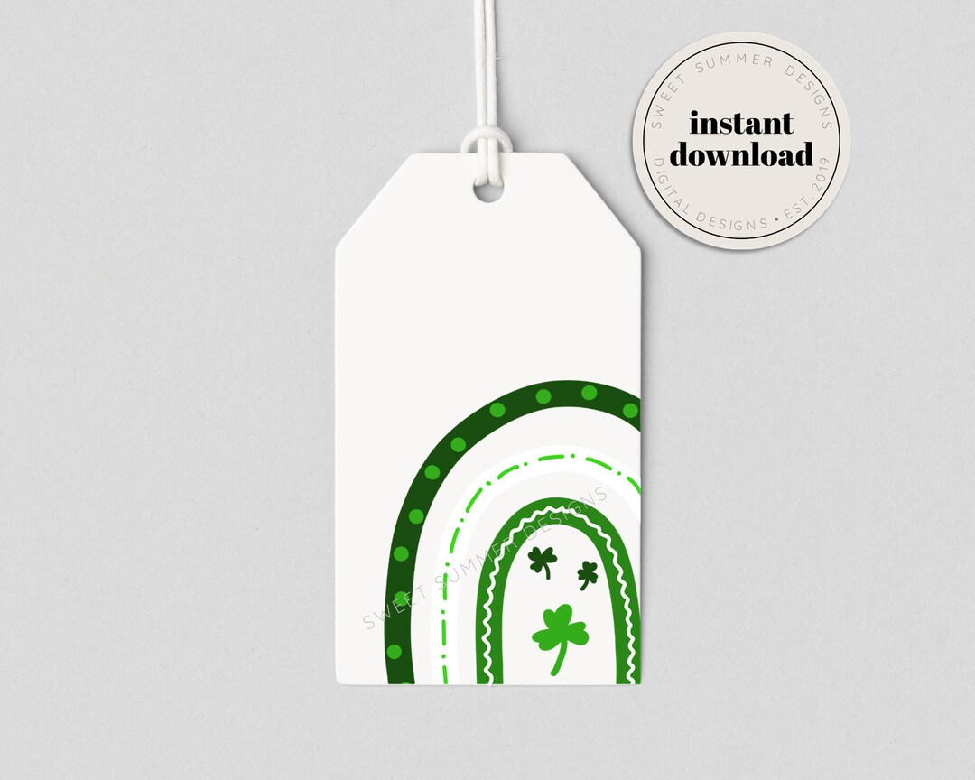 St. Patrick's Day Minimalist Rainbow Gift Tag Printable, Simmer ...