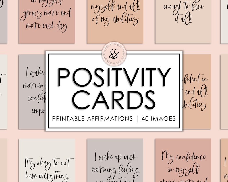 40 Neutral Positive Affirmations Printable Cards Daily - Etsy Australia