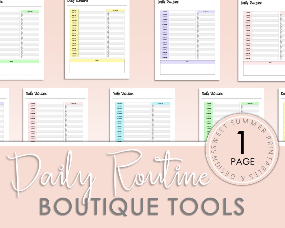 Daily Routine Template To-do List Daily Schedule Template - Etsy