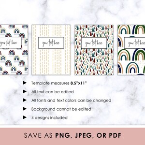 Boho Editable Binder Covers, Rainbow Template, Editable Binder Template ...