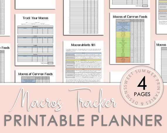 Daily Macro Tracker Macro Reference Sheets Daily Calorie | Etsy