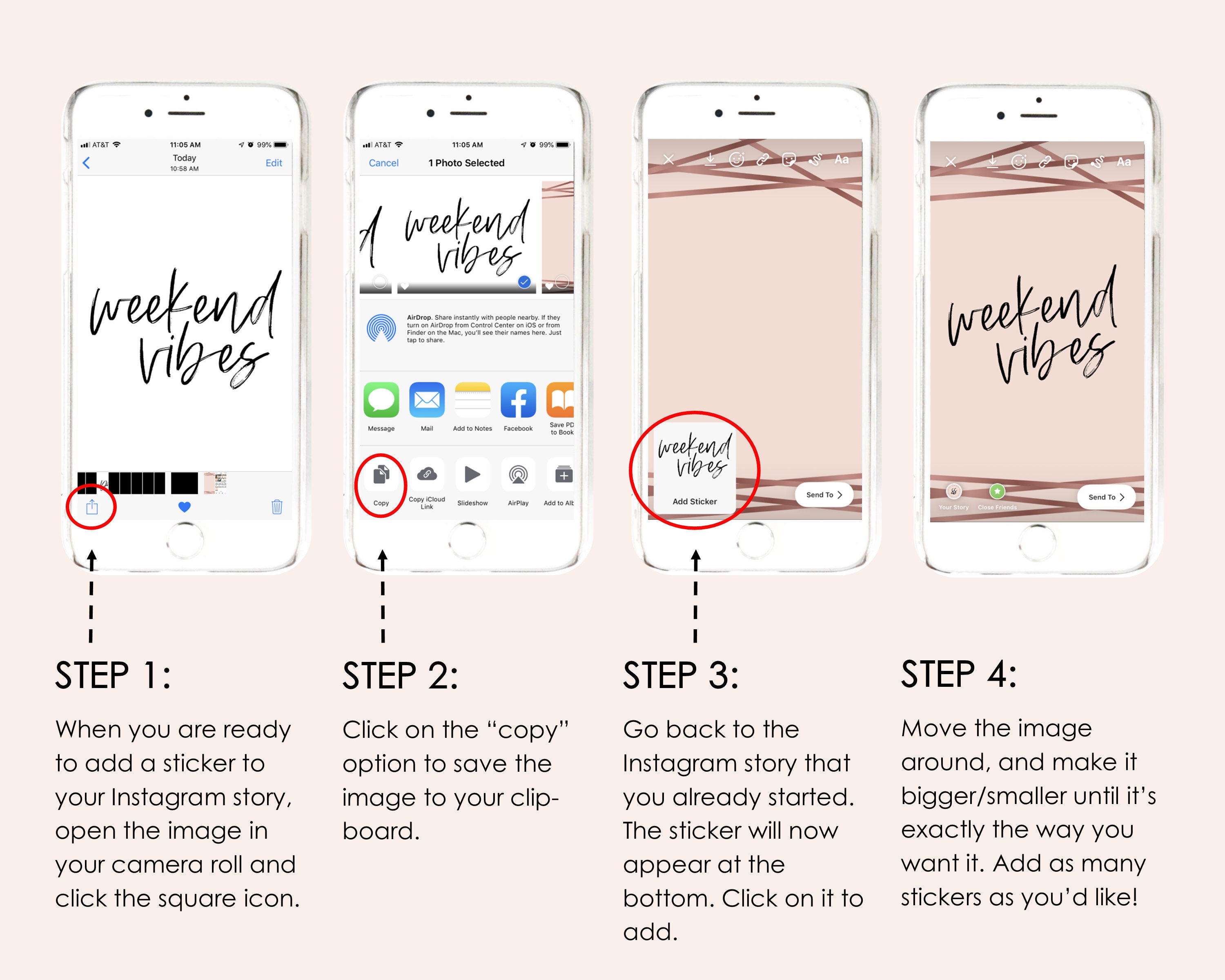 125 Rose Gold Words and Phrases Instagram Story Stickers Rose | Etsy