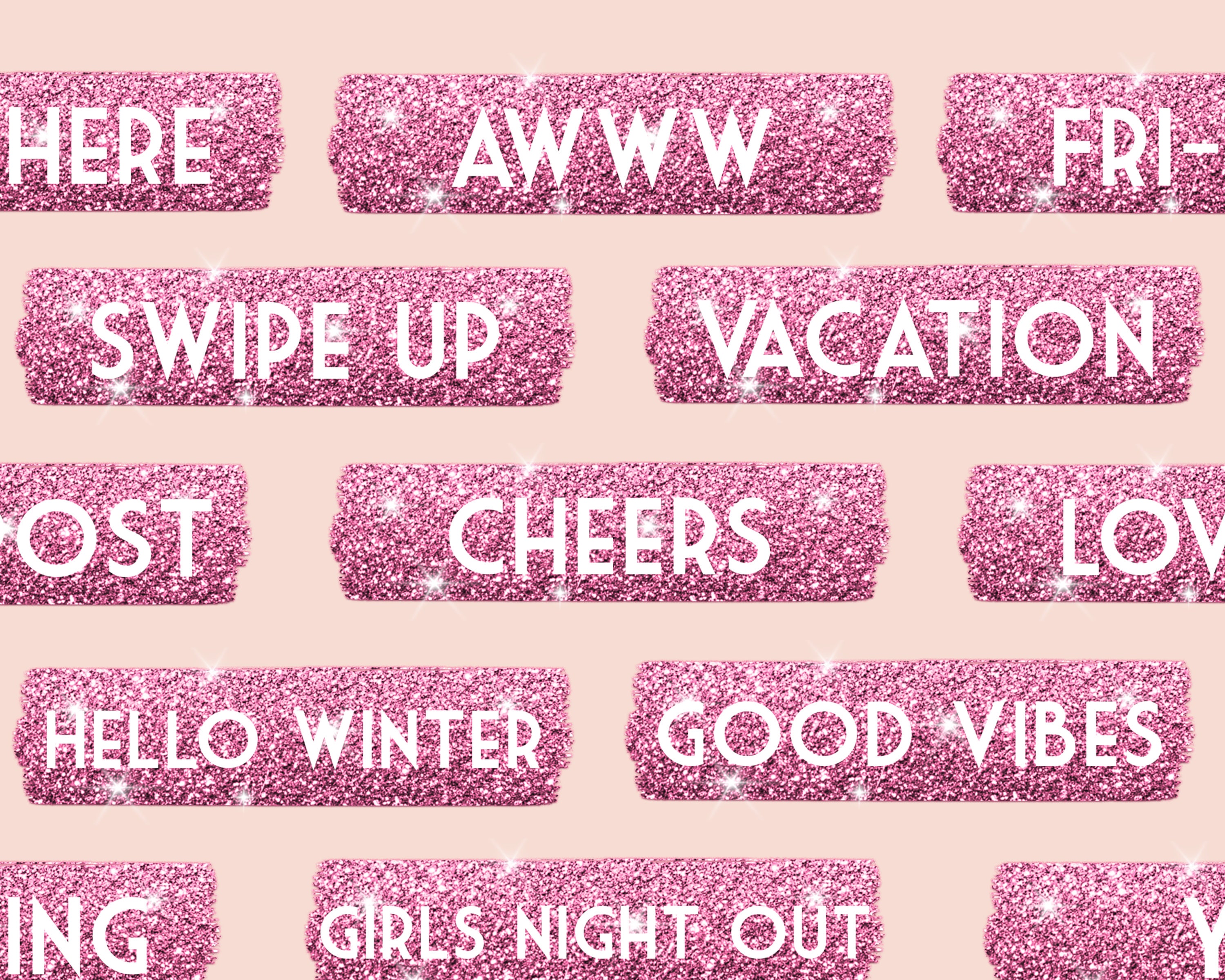 125 Pink Glitter Words and Phrases Instagram Story Stickers | Etsy