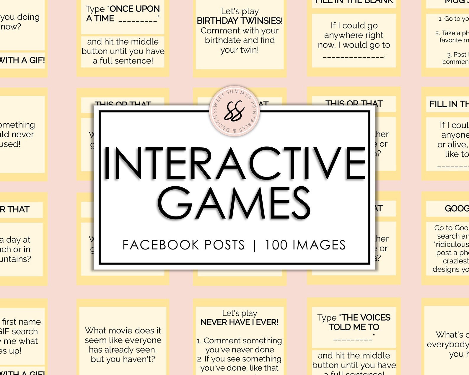100 Yellow Facebook Games Interactive Posts Social Games | Etsy